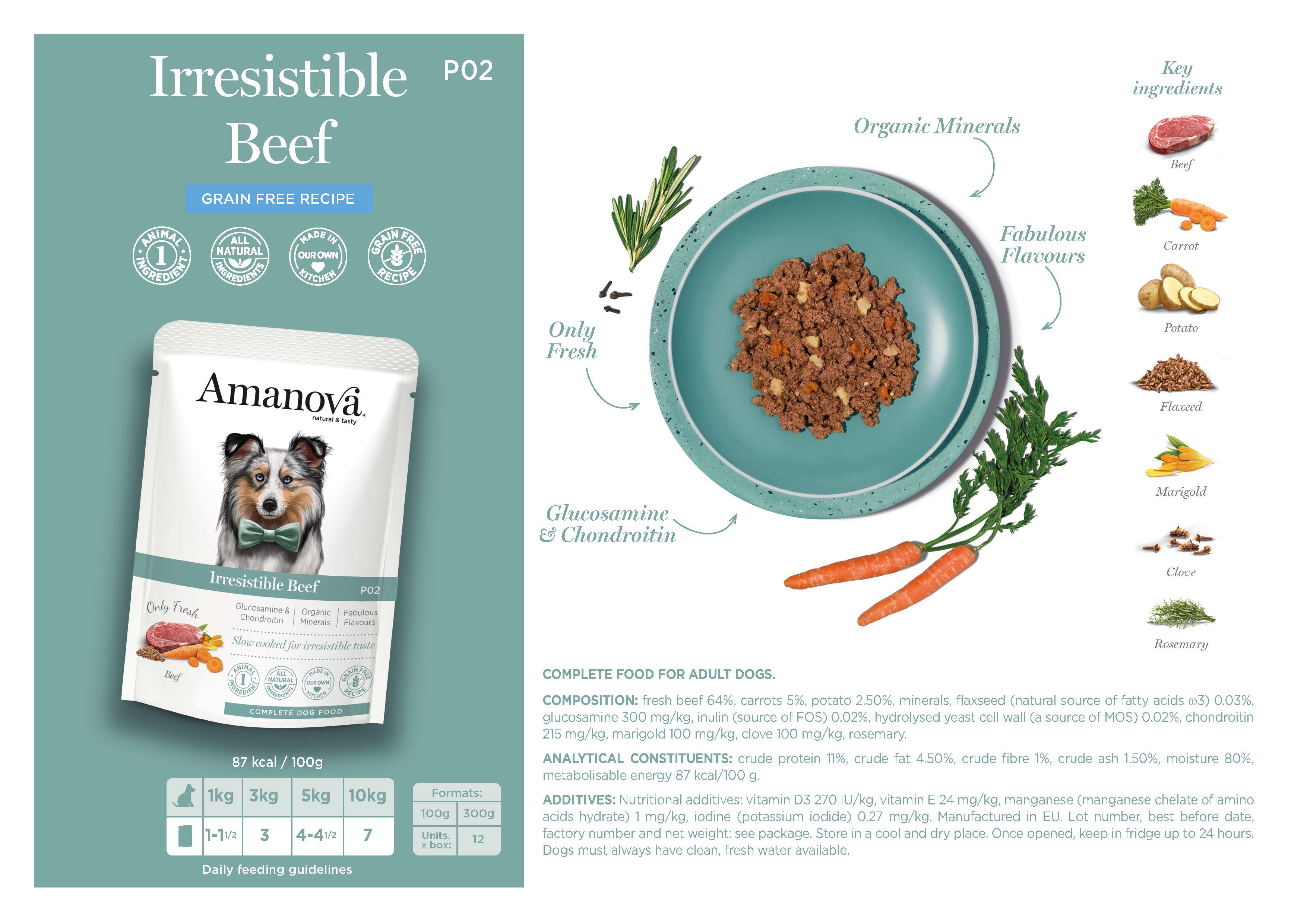 Amanova Wet Adult Irresistible Beef - 100g