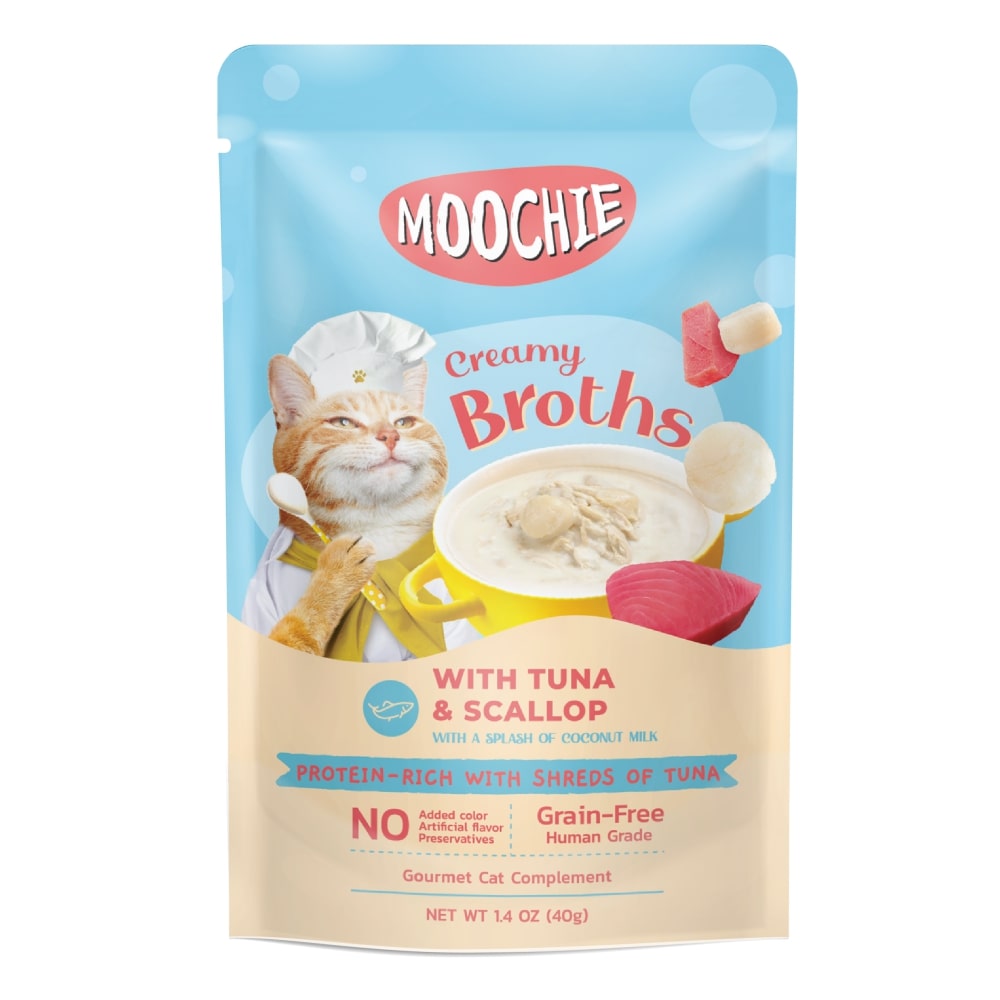 Moochie Creamy Broth with Tuna & Scallop 40g Pouch | Moochie Pet Food ...